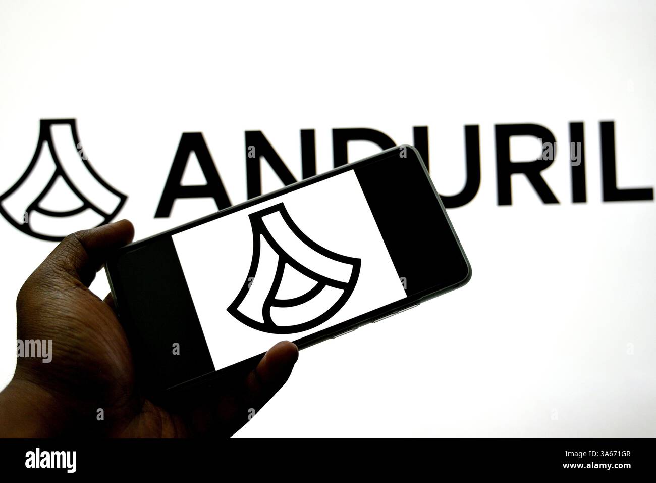 India. 24th Mar, 2025. In this photo illustration, an Anduril logo is ...