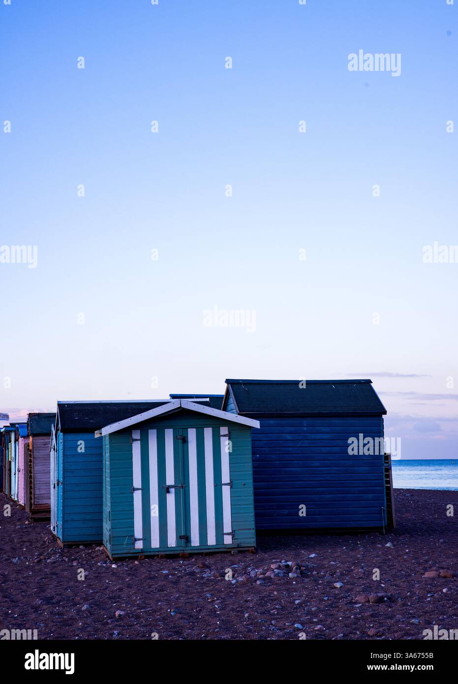 The beach huts on Teignmouth's 'Back Beach' in Devon Stock Photo - Alamy