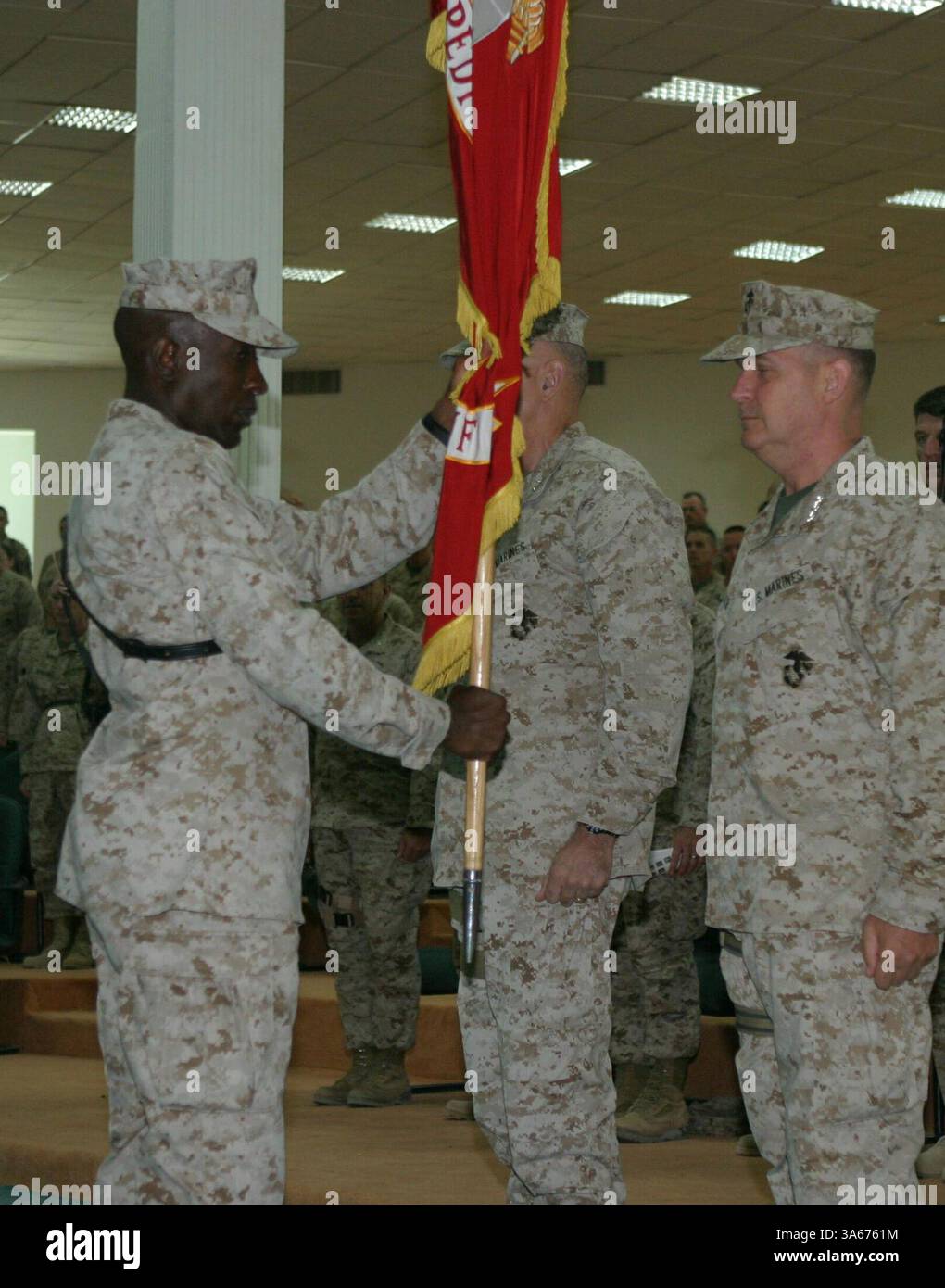 Sep 12, 2004; Camp Fallujah, Iraq; Sgt. Maj. CARLTON KENT delivers the ...