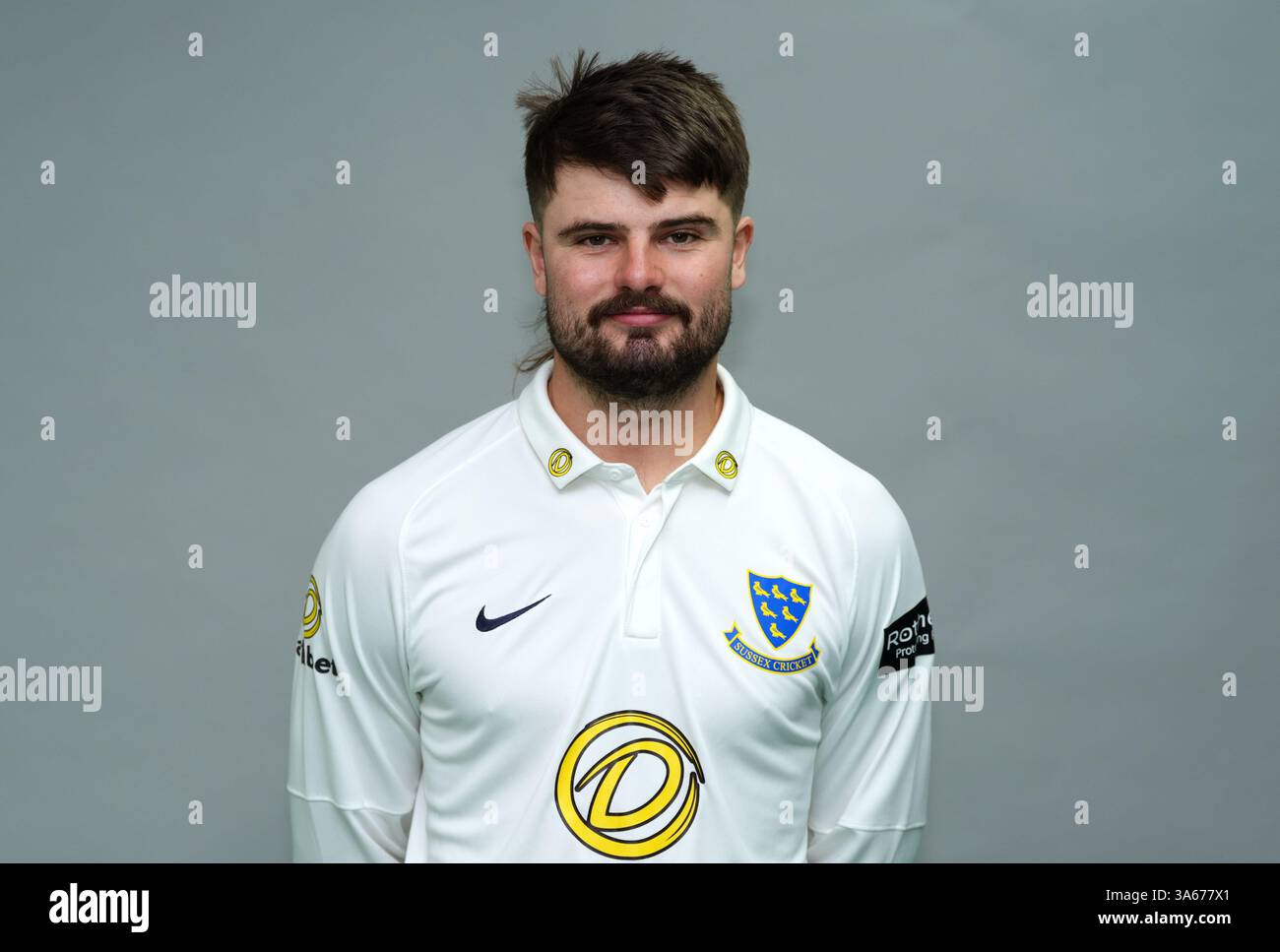 Sussex's Oli Carter poses for a photo during a media day at The 1st ...