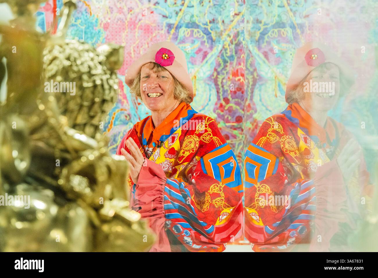 London, UK. 25th Mar, 2025. The artist is interviewed behind Sissy's ...
