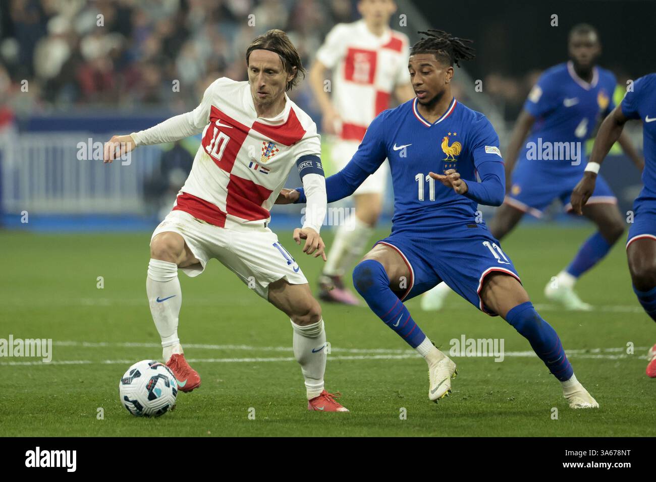 Luka Modric of Croatia, Michael Olise of France during the UEFA Nations ...