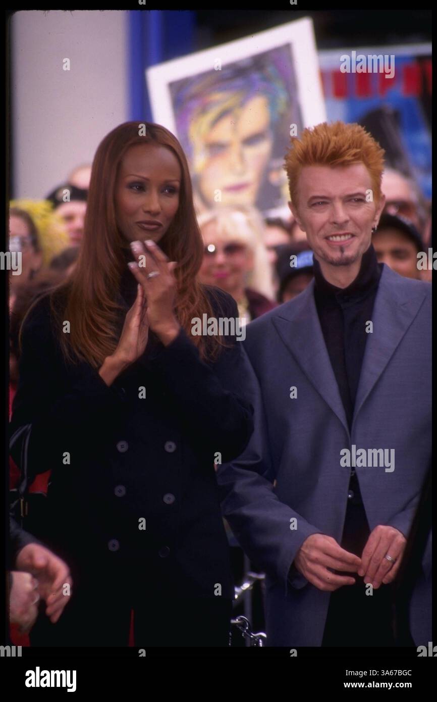February 12, 1997; Rock star DAVID BOWIE and model IMAN at the ...