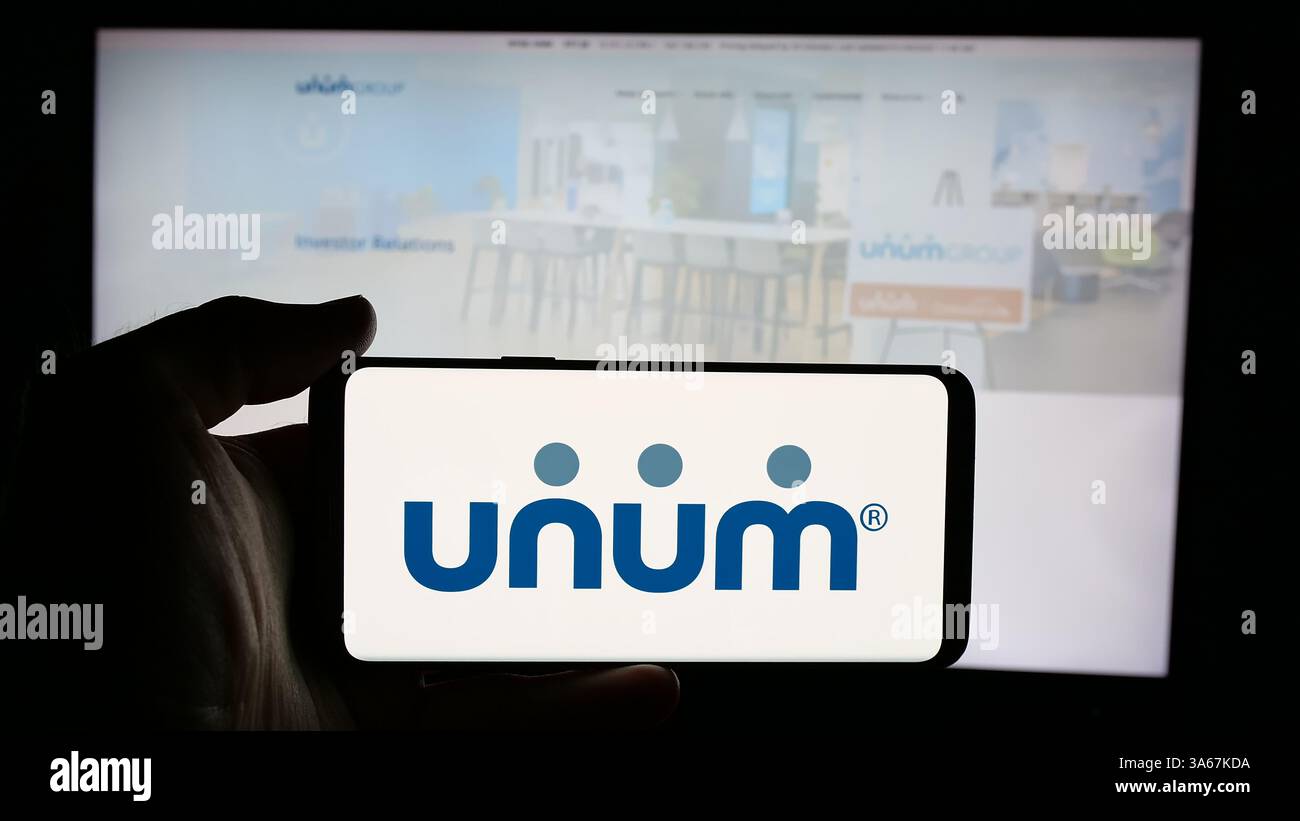 In this photo illustration, a cellphone with the logo of US insurance ...
