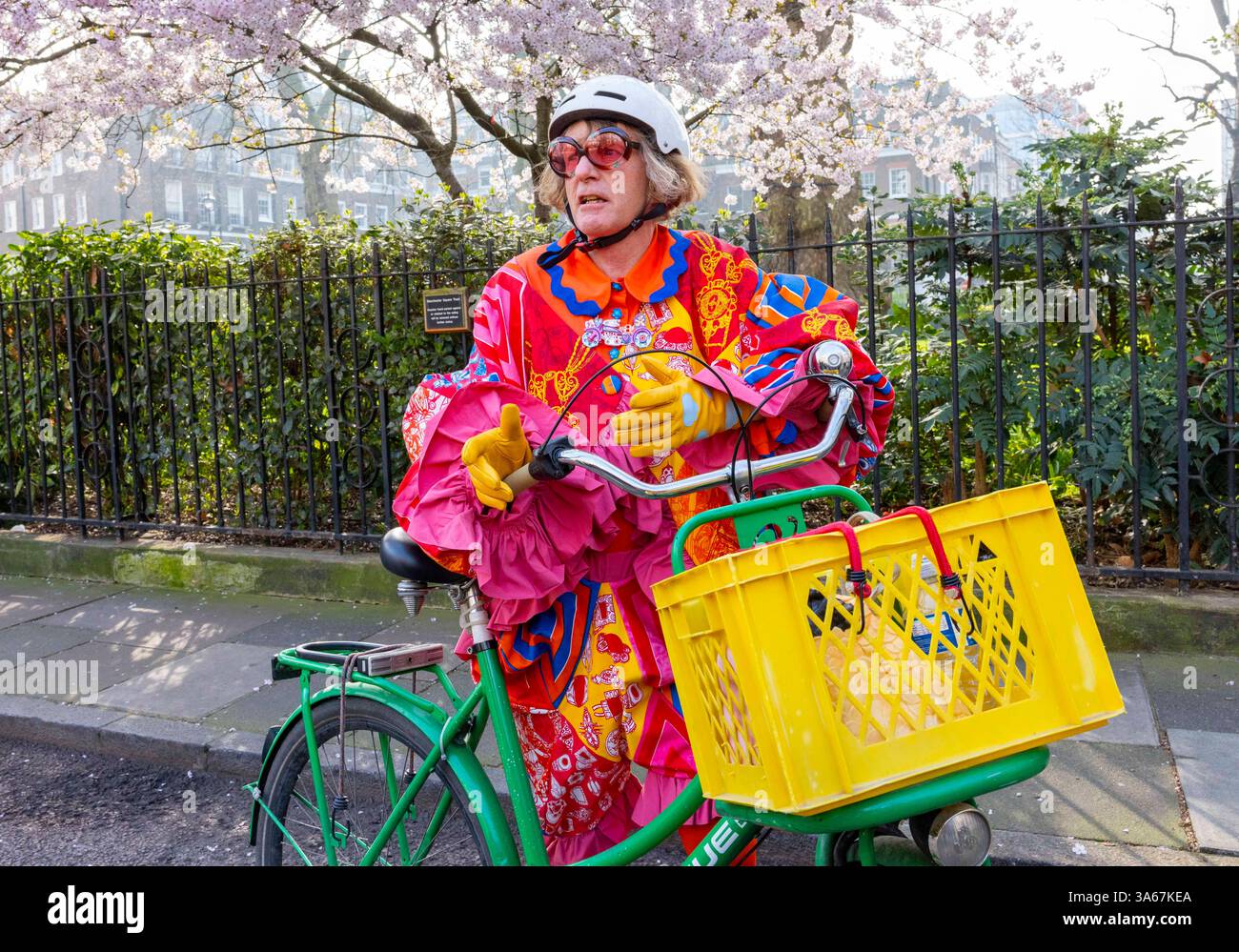 London, UK. 25 3 25 Grayson Perry arrives on his bicycle. The Wallace ...