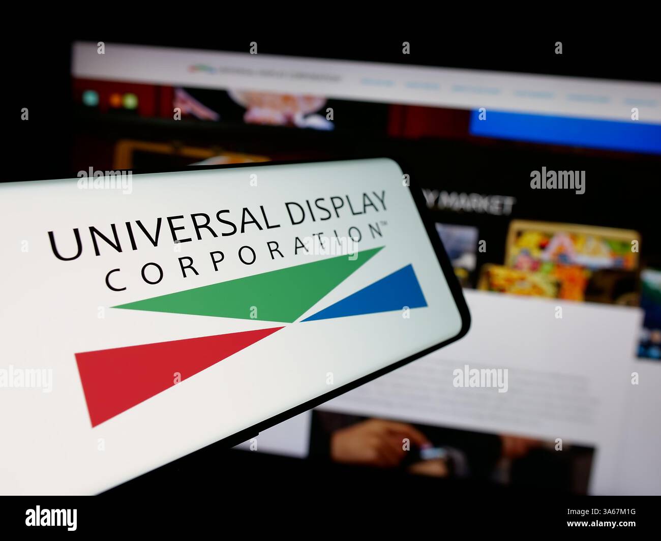 In this photo illustration, a smartphone with the logo of American OLED ...