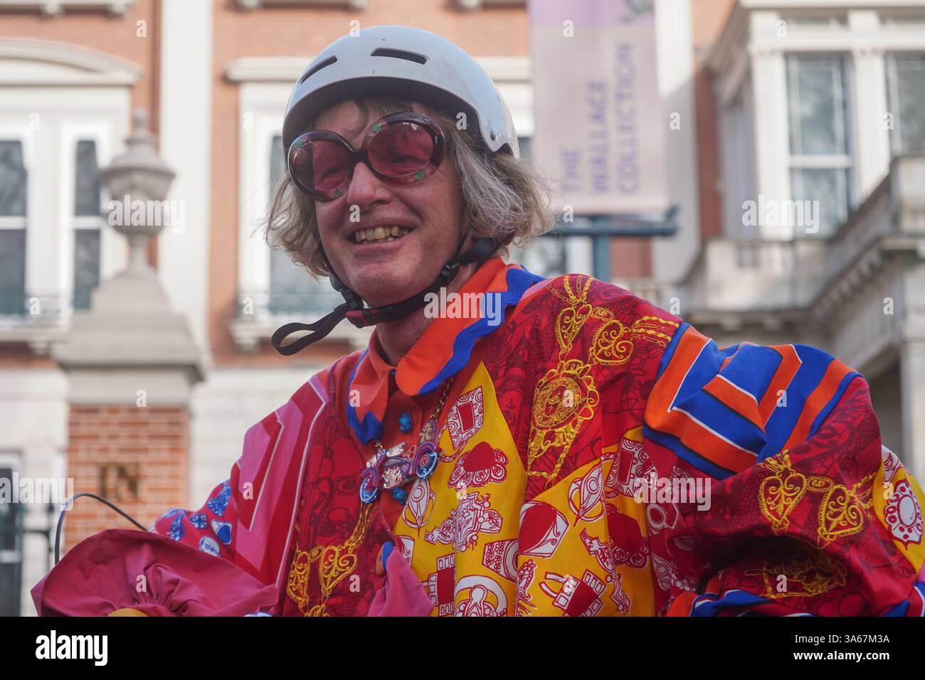 London, UK 25 March 2025. Sir Grayson Perry (pictured) wearing goggles ...