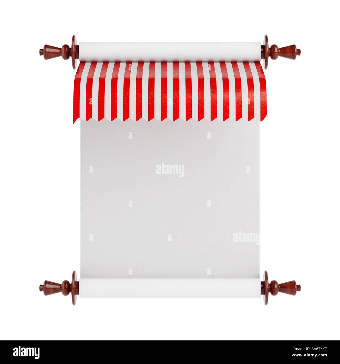 Blank White Paper Scroll Parchment Mockup with Stripped Shop Awning ...