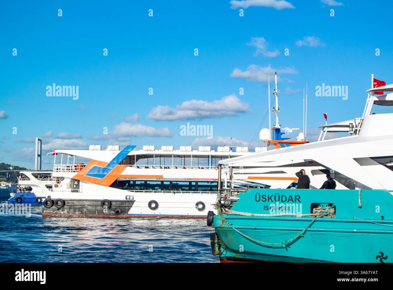 Istanbul, Turkey, Ferry boats in Bosporus strait of Istanbul Stock ...