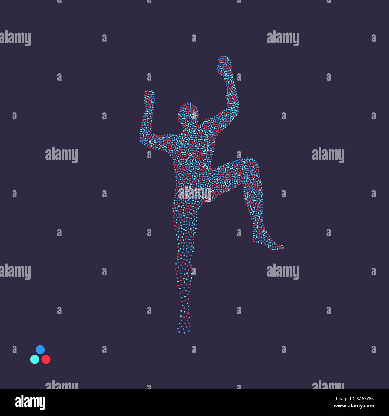Rock climber silhouettes. Bouldering sport. Dotted silhouette of person ...