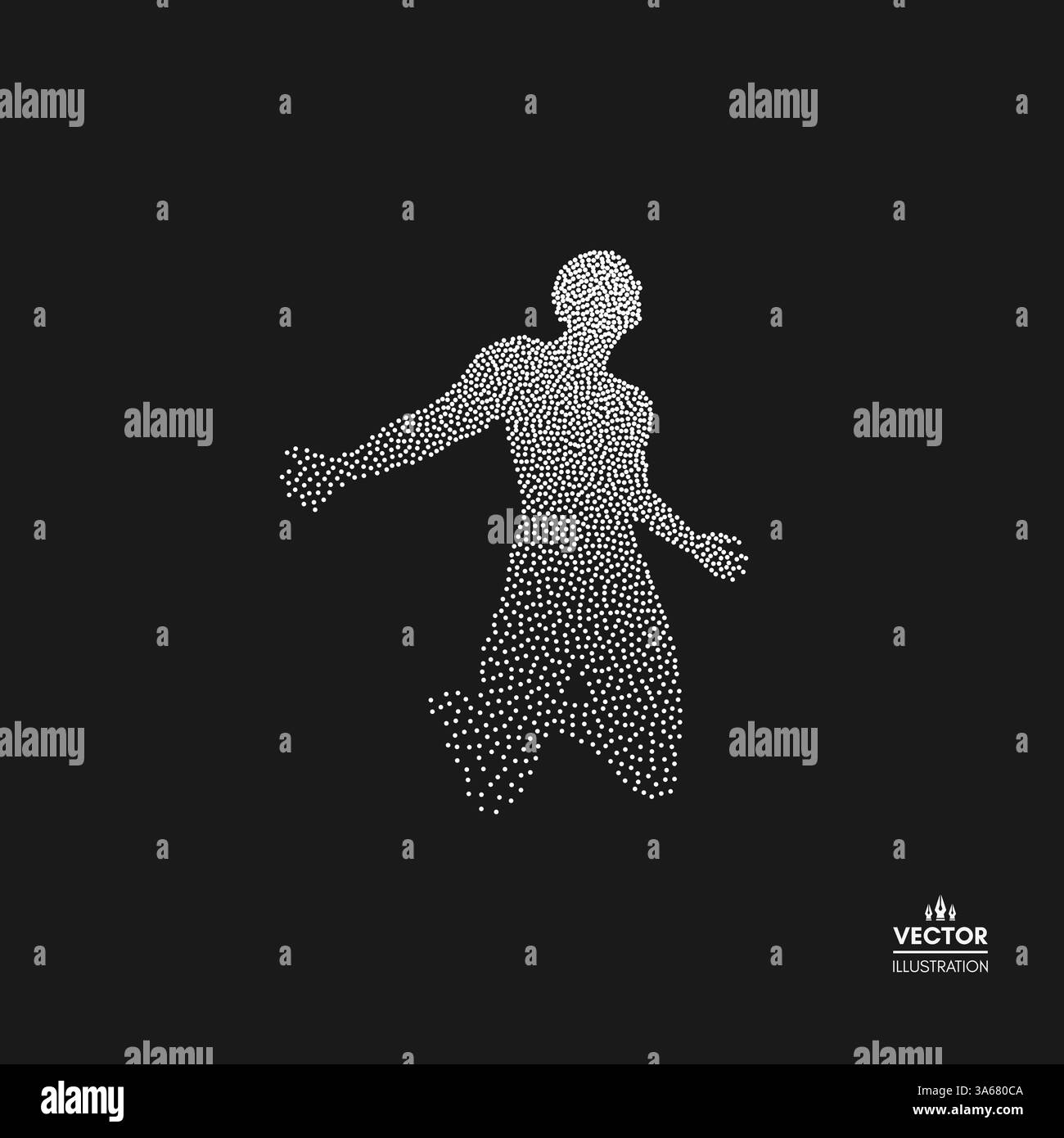 Man who prays. Dotted silhouette of person. Vector illustration Stock ...