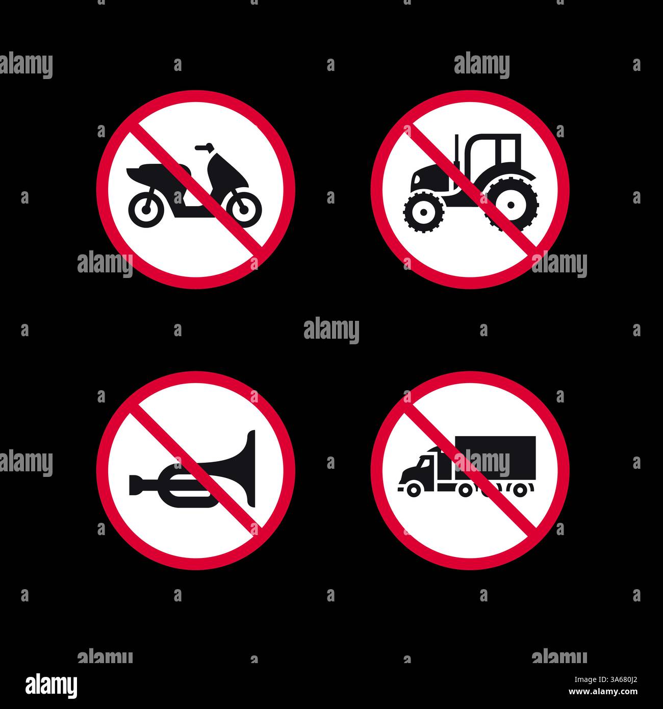 Prohibited signs, forbidden round stickers set, vector icons Stock ...