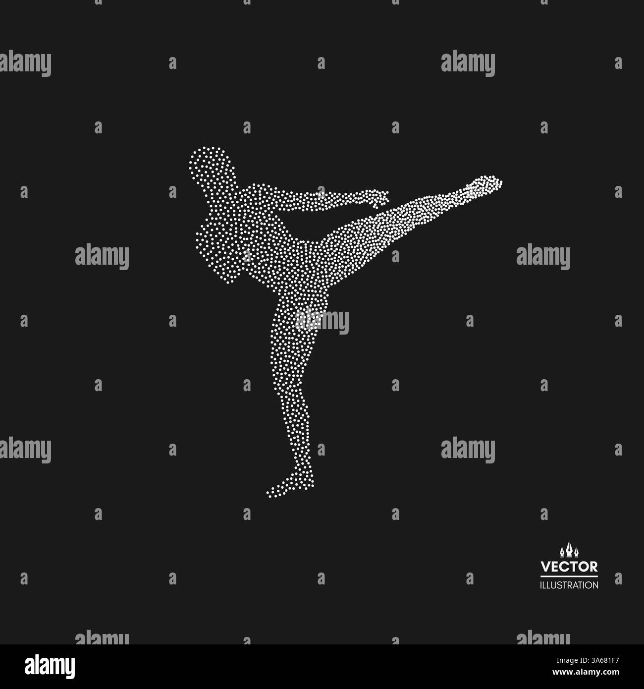 Kickbox fighter preparing to execute a high kick. Silhouette of a ...