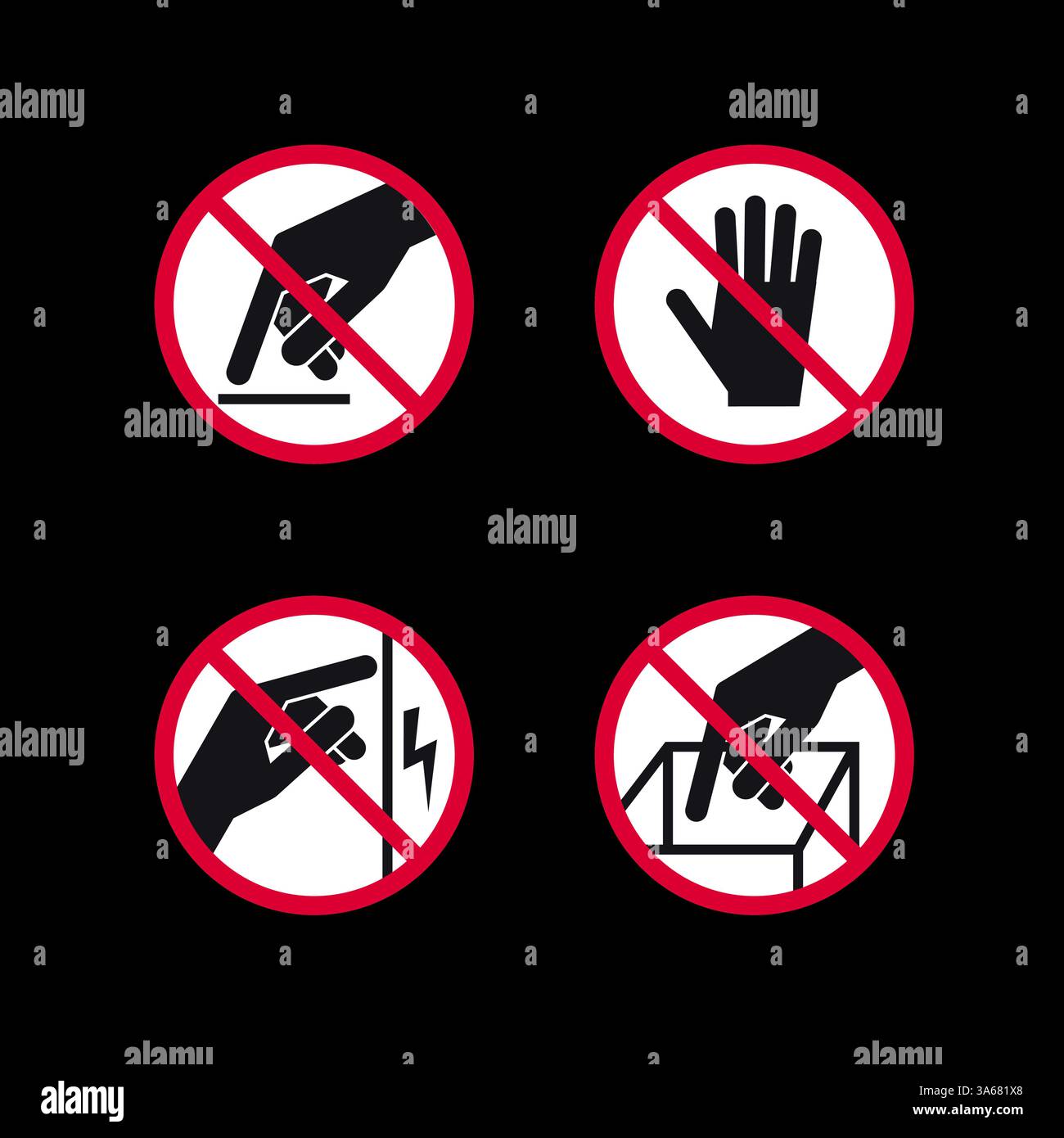 Prohibited signs, forbidden round stickers set, vector icons Stock ...