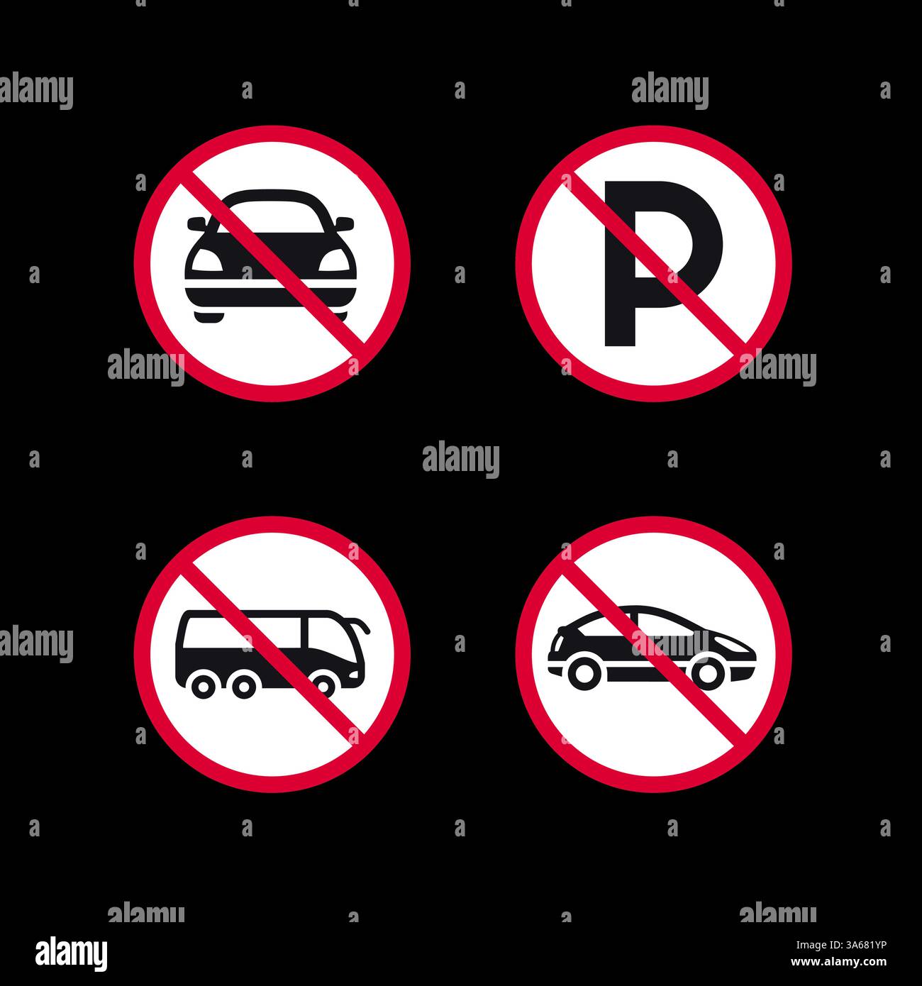 Prohibited signs, forbidden round stickers set, vector icons Stock ...
