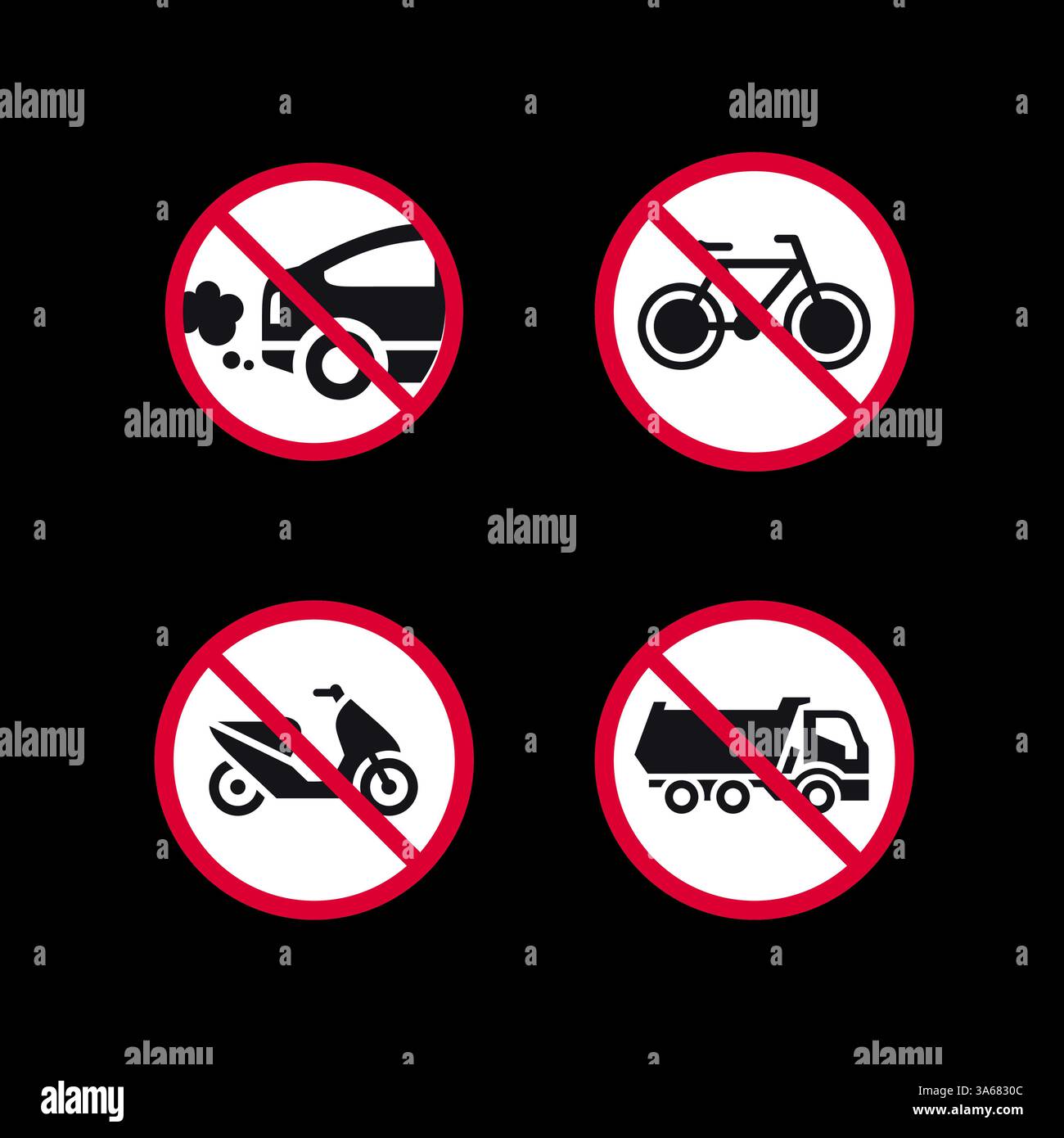 Prohibited signs, forbidden round stickers set, vector icons Stock ...