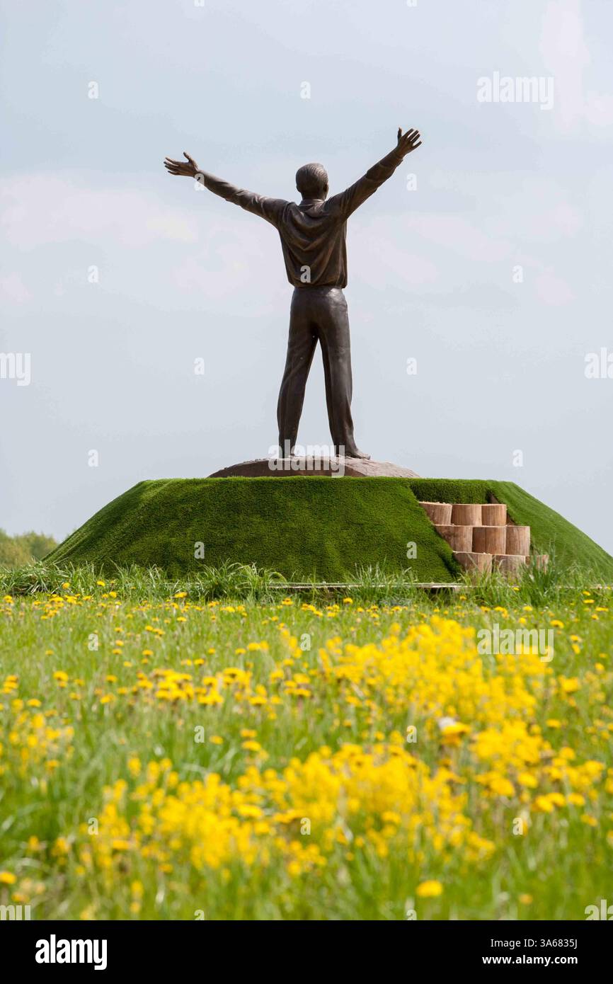 May 21, 2011 - Kaluga, Russia - Statue of Yuri Alekseyevich Gagarin was ...