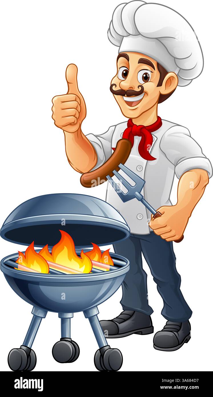 Chef Cartoon Barbecue Cook Man Mascot Character Stock Vector Image ...