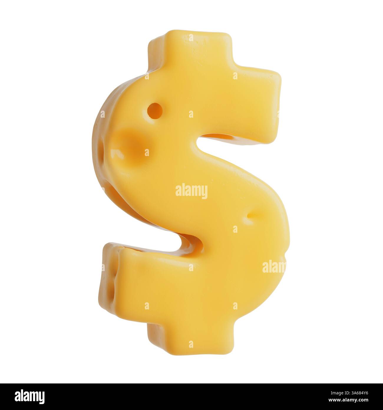 Swiss Cheese Font Letter Dollar Sign Symbol on a white background. 3d ...