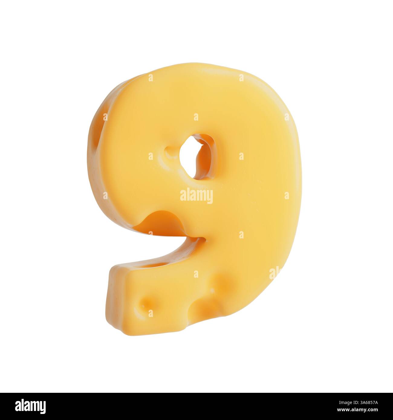 Swiss Cheese Font Letter Number Nine on a white background. 3d ...