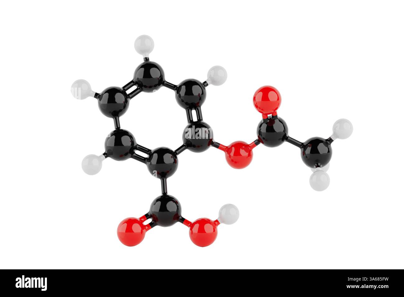Structural Model of Aspirin Molecule on a white background. 3d ...