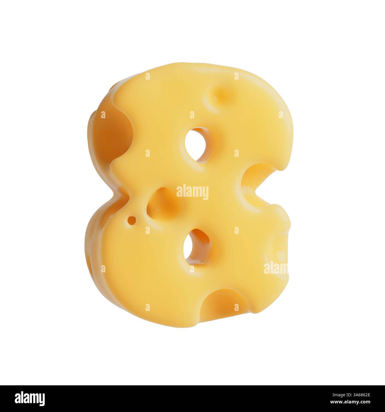 Swiss Cheese Font Letter Number Eight on a white background. 3d ...