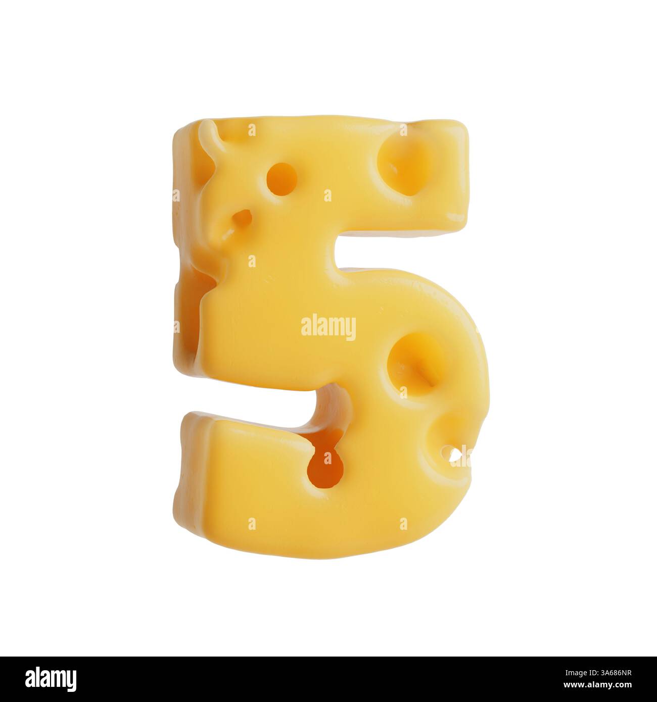 Swiss Cheese Font Letter Number Five on a white background. 3d ...