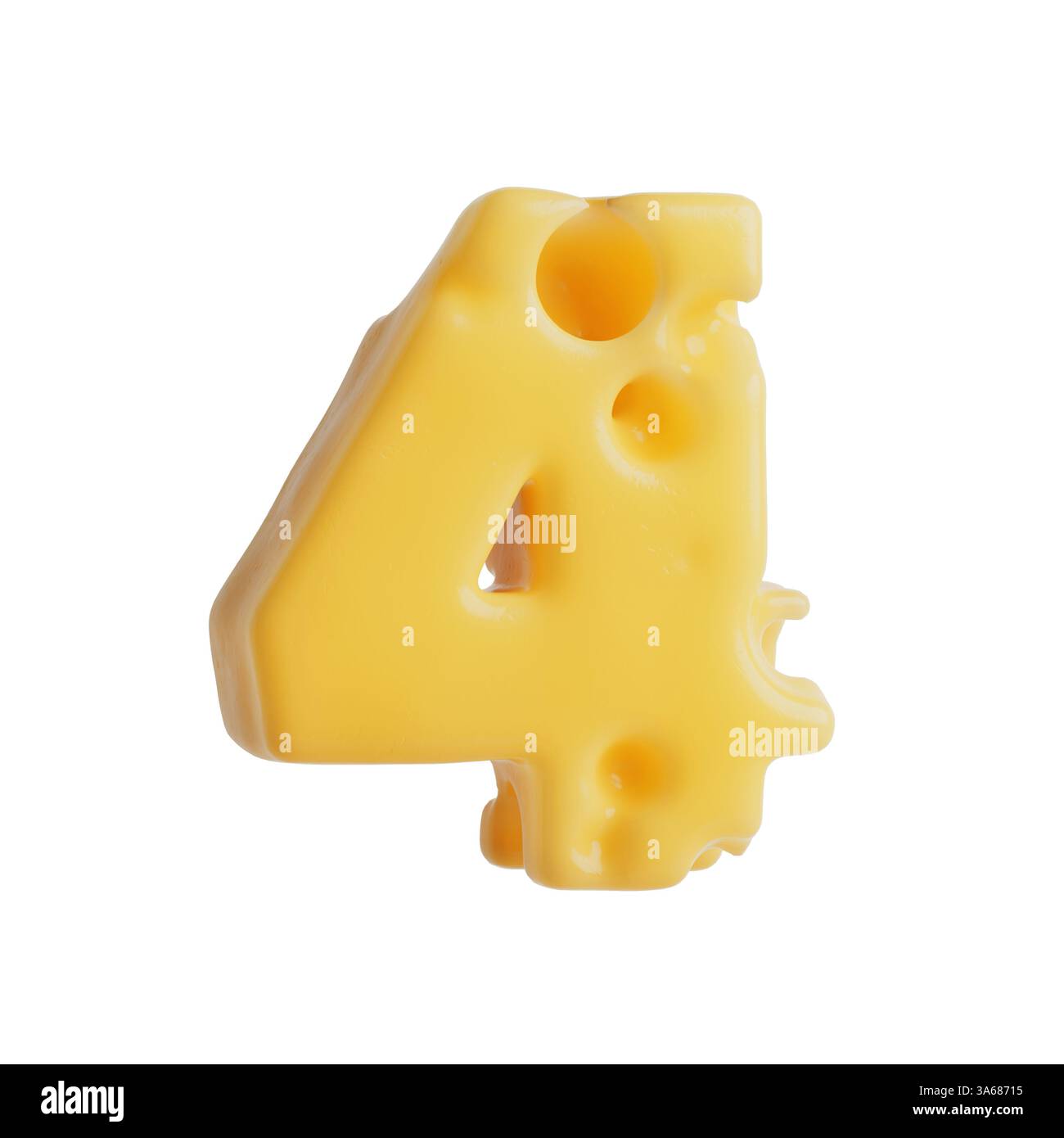 Swiss Cheese Font Letter Number Four on a white background. 3d ...