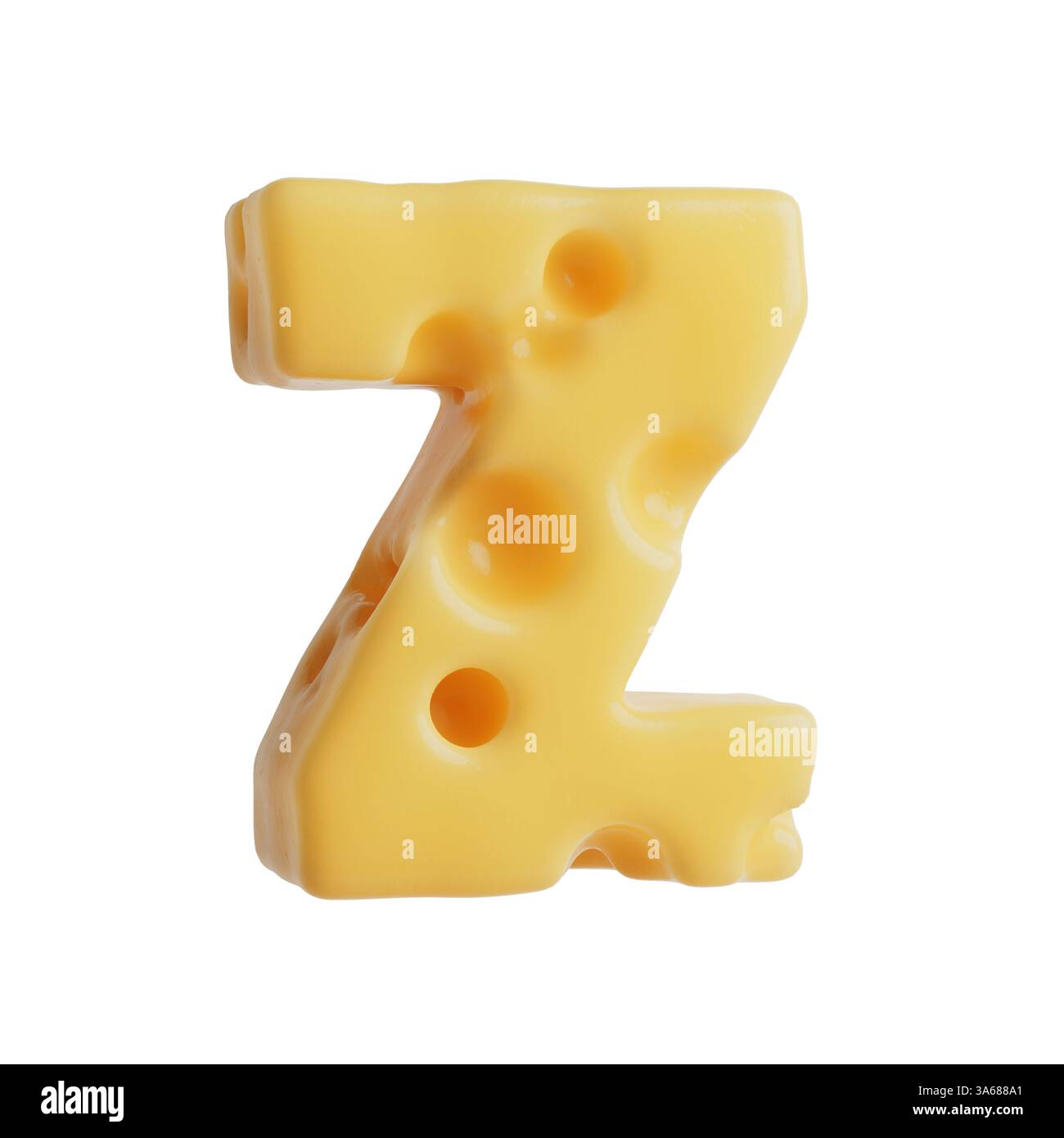 Swiss Cheese Font Letter Z on a white background. 3d Rendering Stock ...