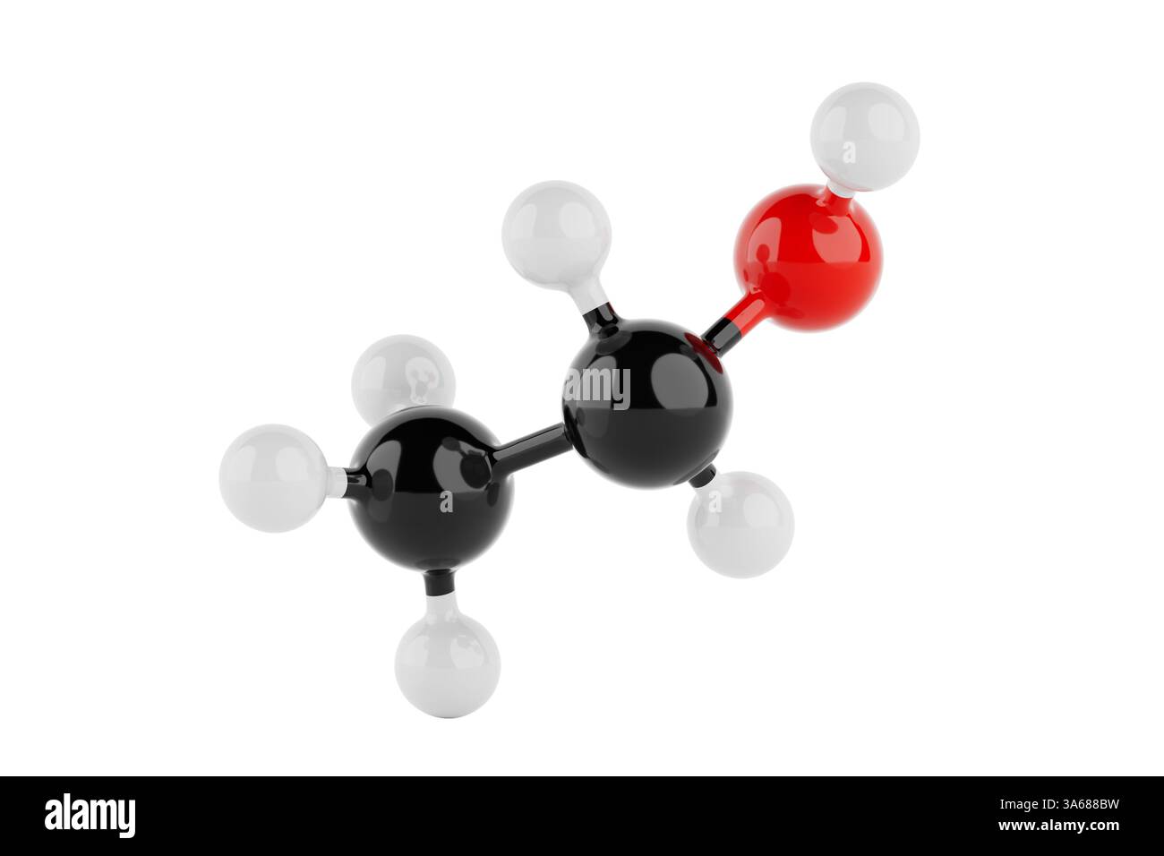Structural Model of Ethanol Molecule on a white background. 3d ...