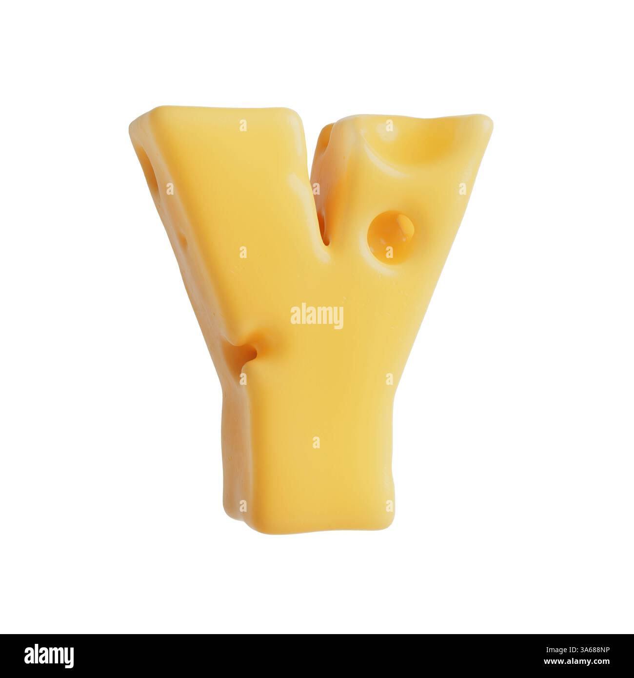 Swiss Cheese Font Letter Y on a white background. 3d Rendering Stock ...