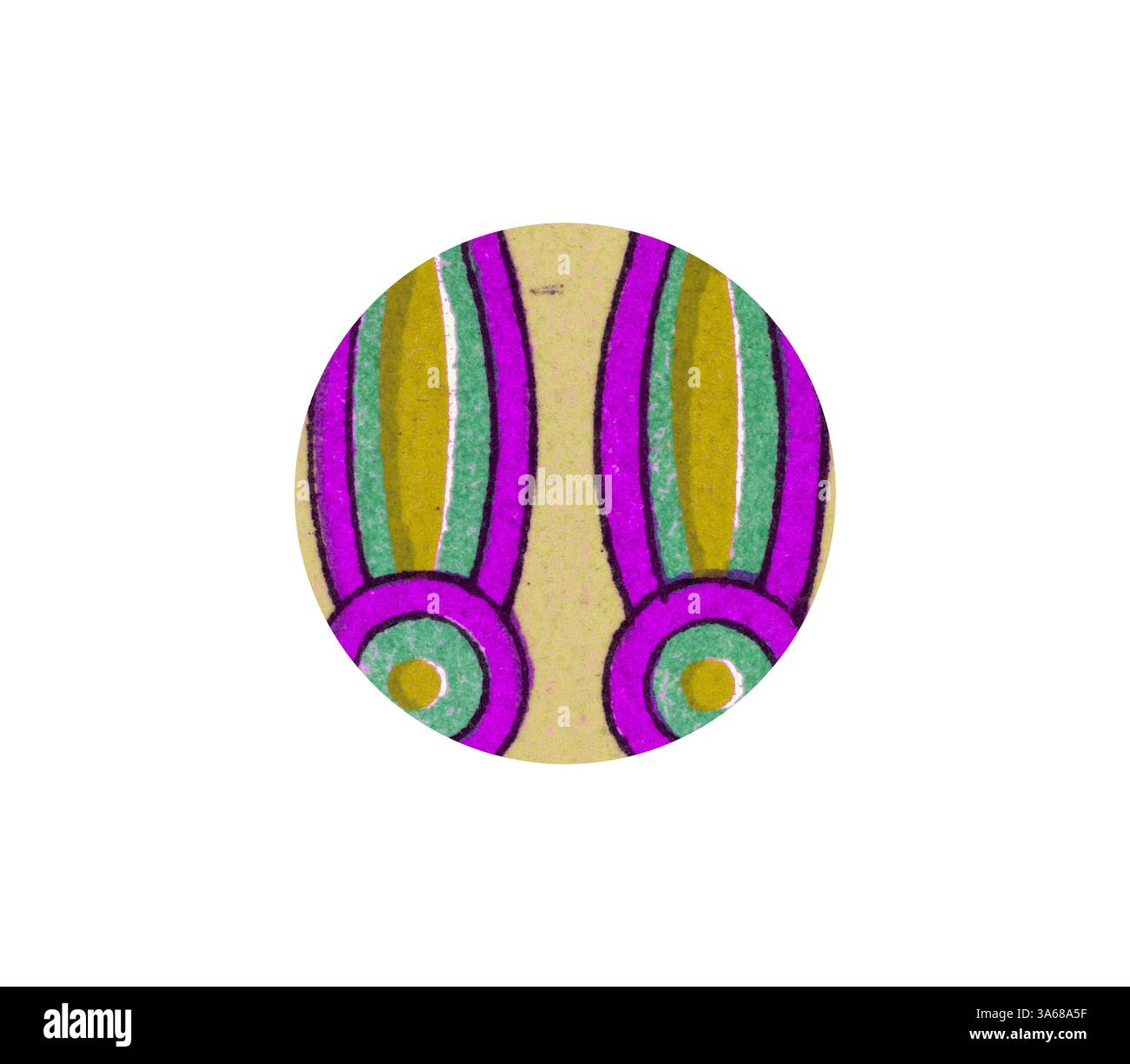 A colorful, stylized design featuring two elongated shapes with vibrant ...