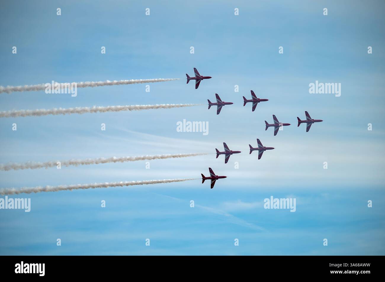 The RAF's Red Arrows performing their Apollo manoeuvre at 15th ...