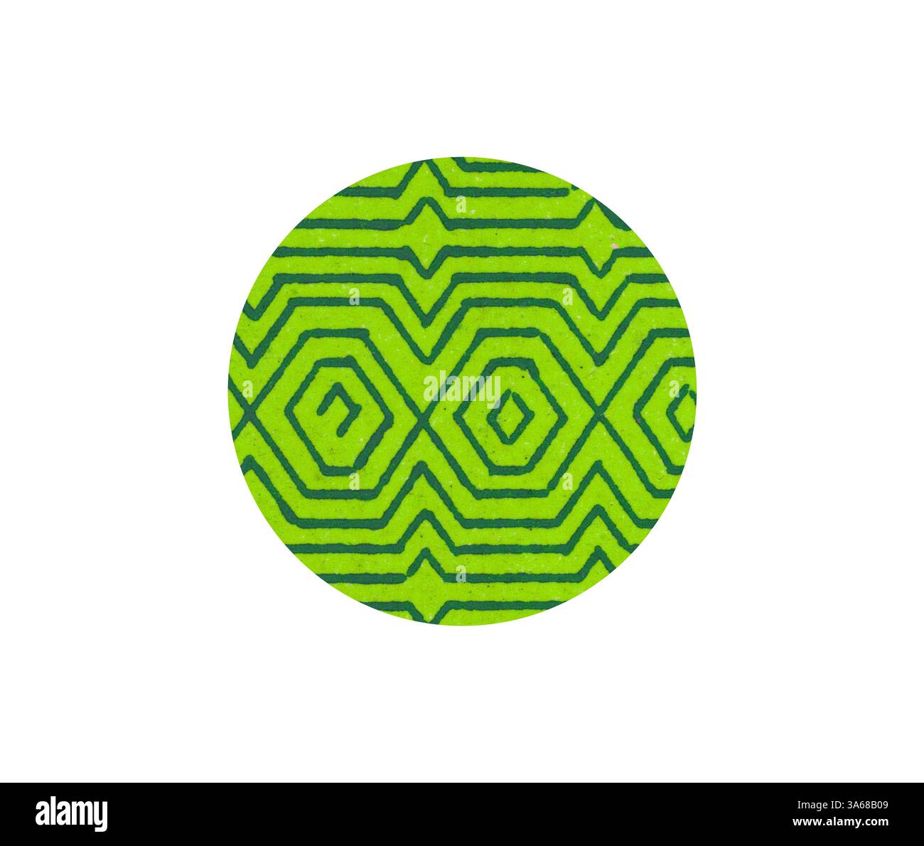 A circular design featuring vibrant green hues intertwined with ...