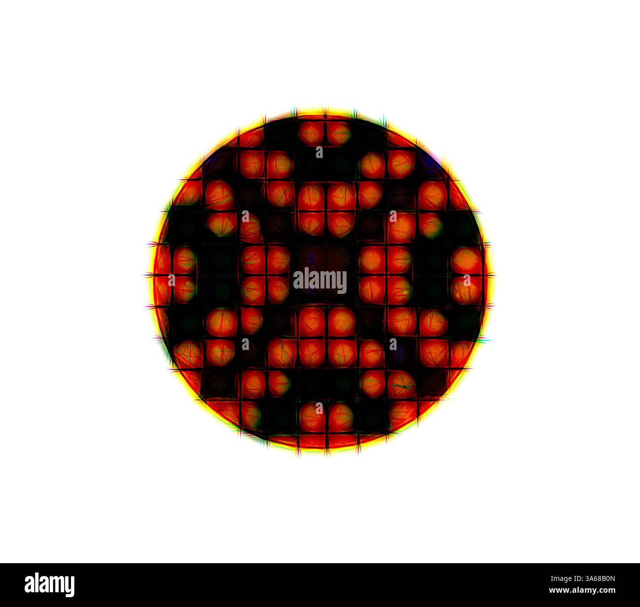 A circular arrangement featuring multiple spherical shapes, with ...