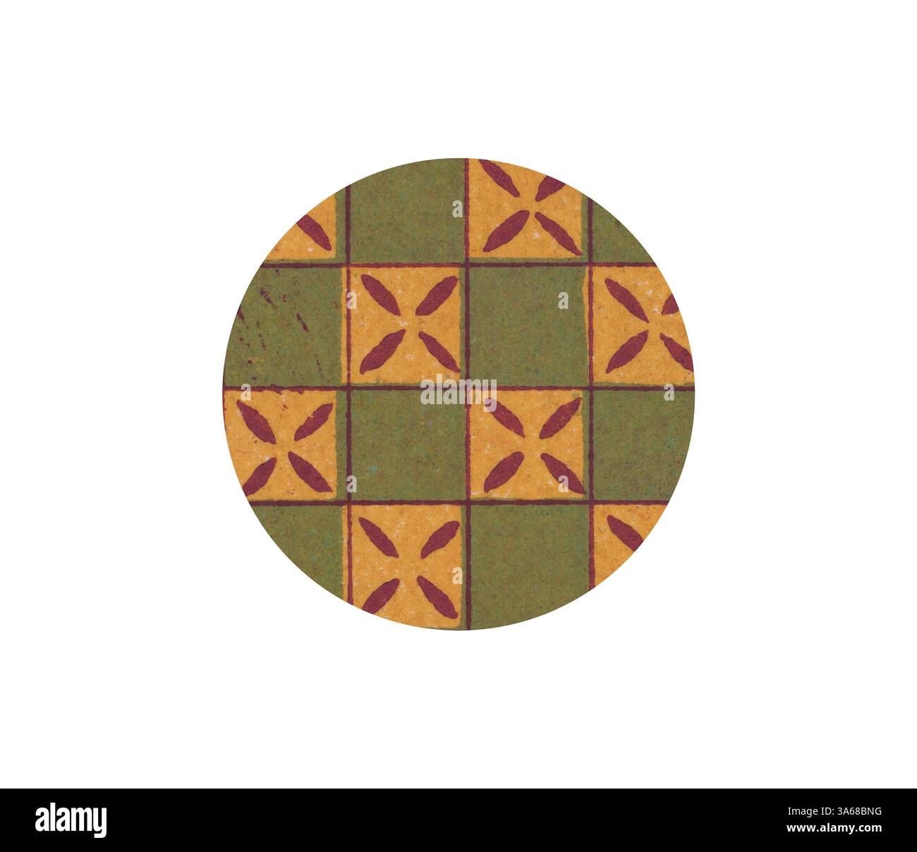 A circular tile design featuring a pattern of alternating green and ...