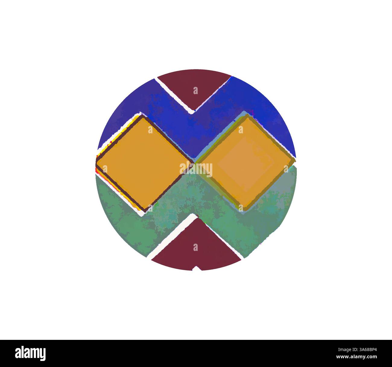 A vibrant geometric design featuring overlapping shapes in contrasting ...