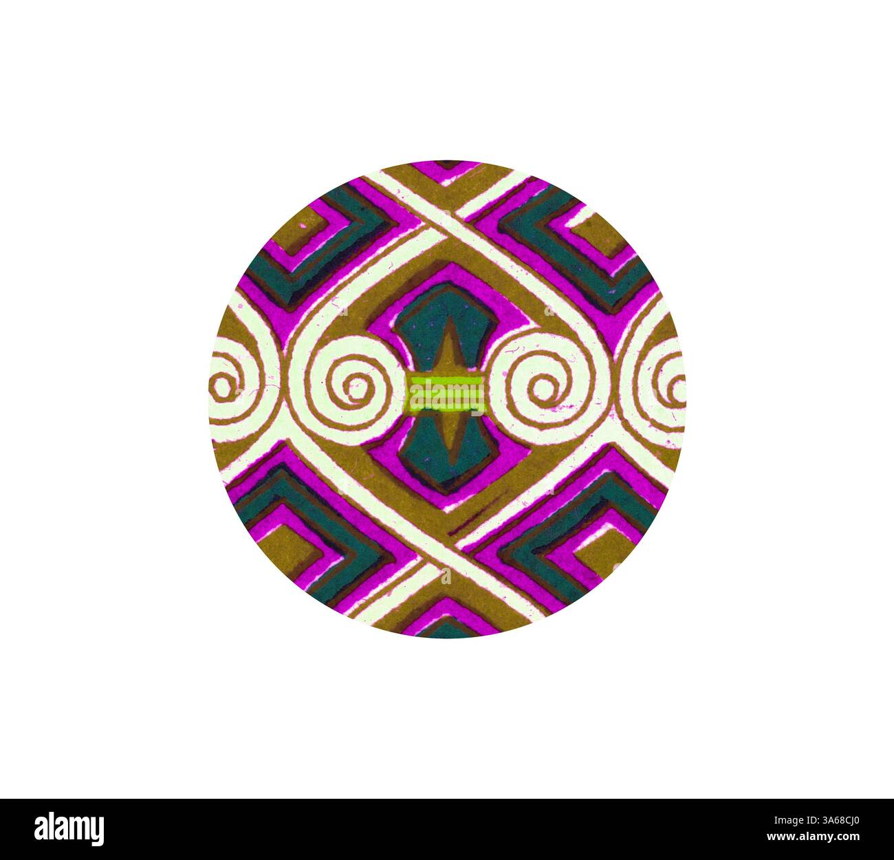 A vibrant, oval design featuring intricate geometric patterns, spirals ...