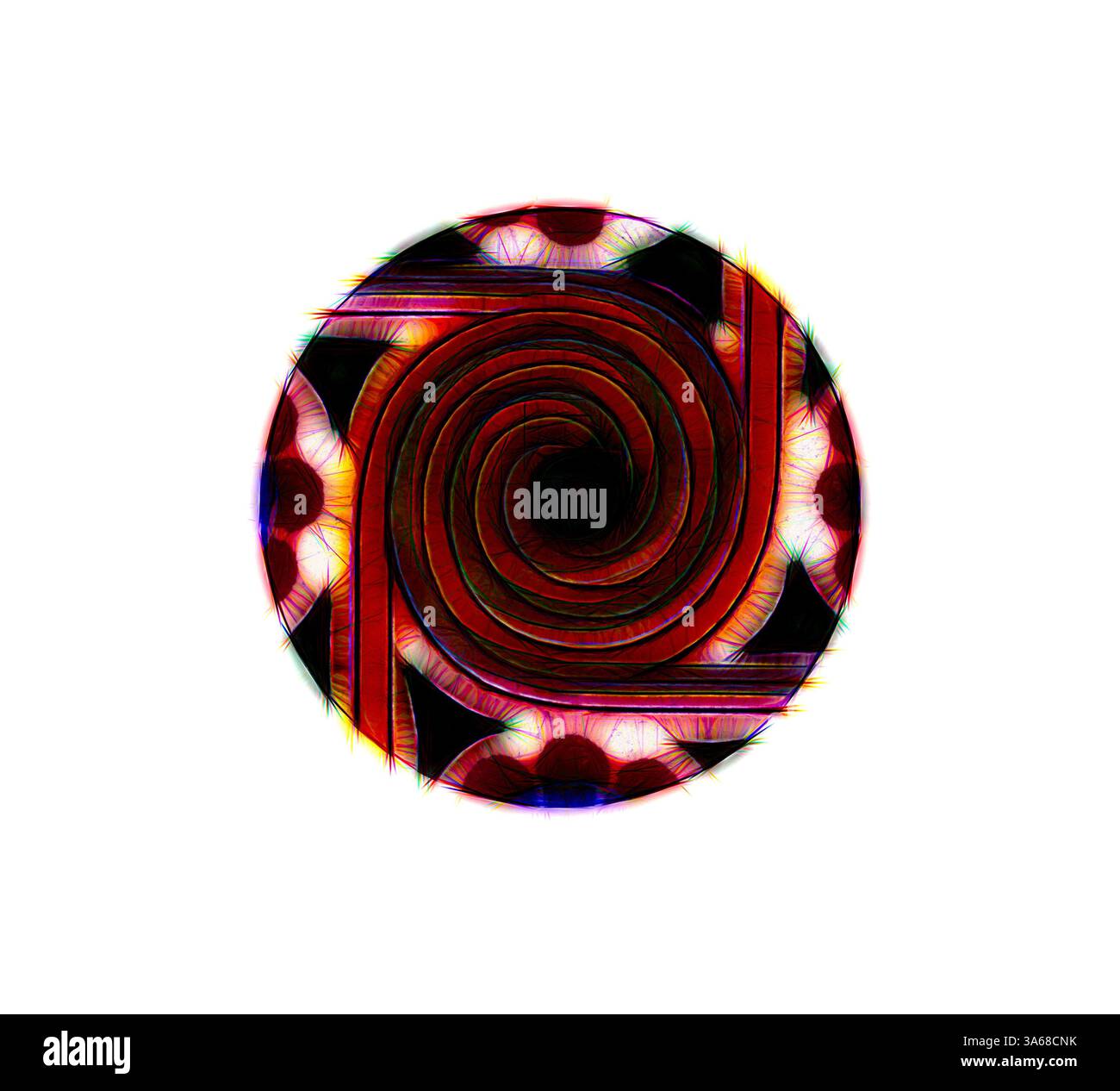 A mesmerizing circular design featuring a spiral pattern intertwined ...