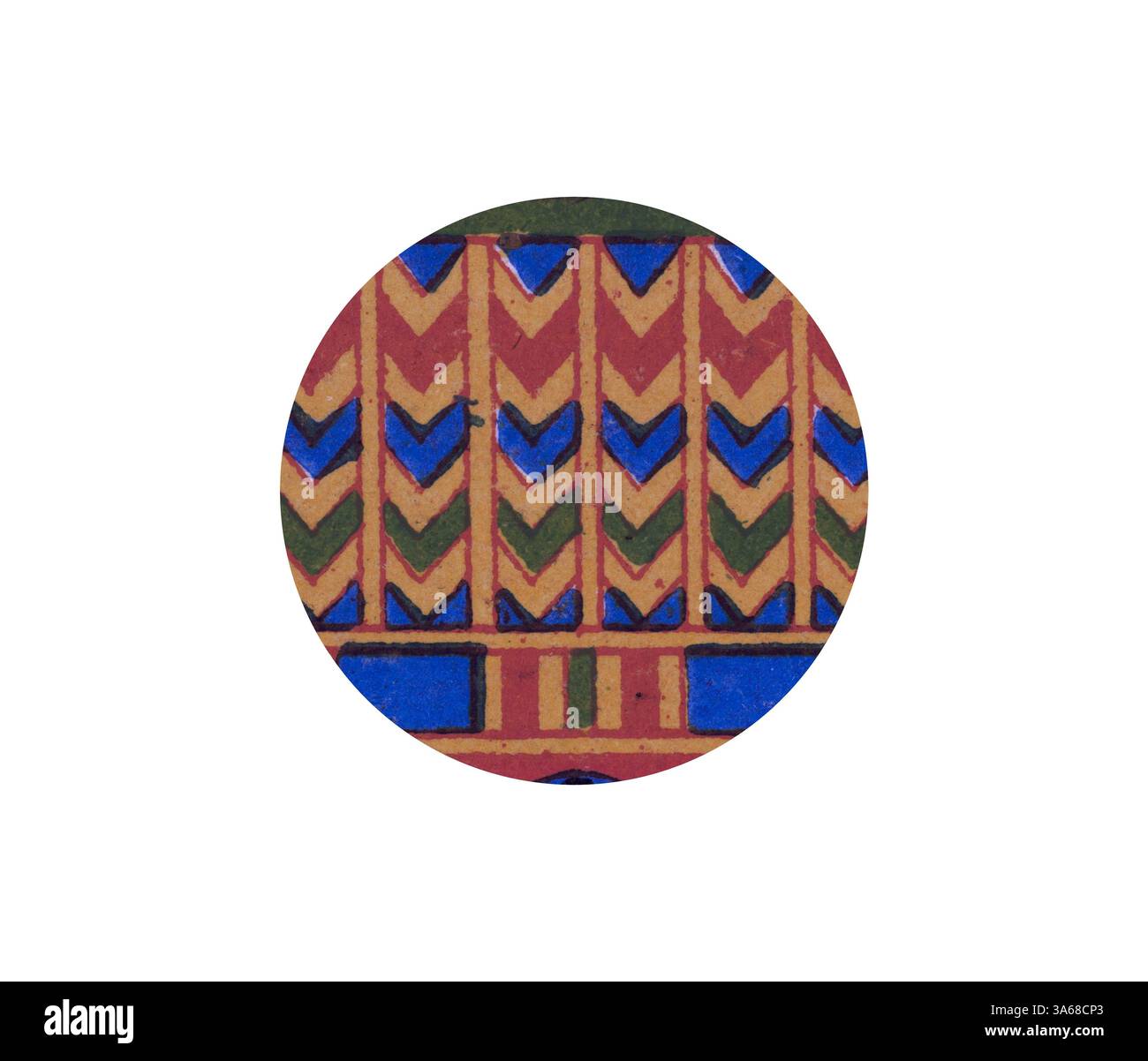 An intricate pattern featuring vibrant chevron shapes in blue, green ...