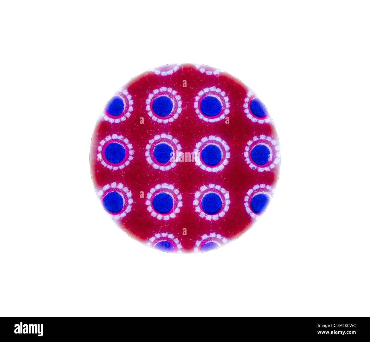 A colorful circular design featuring a pattern of alternating blue and ...