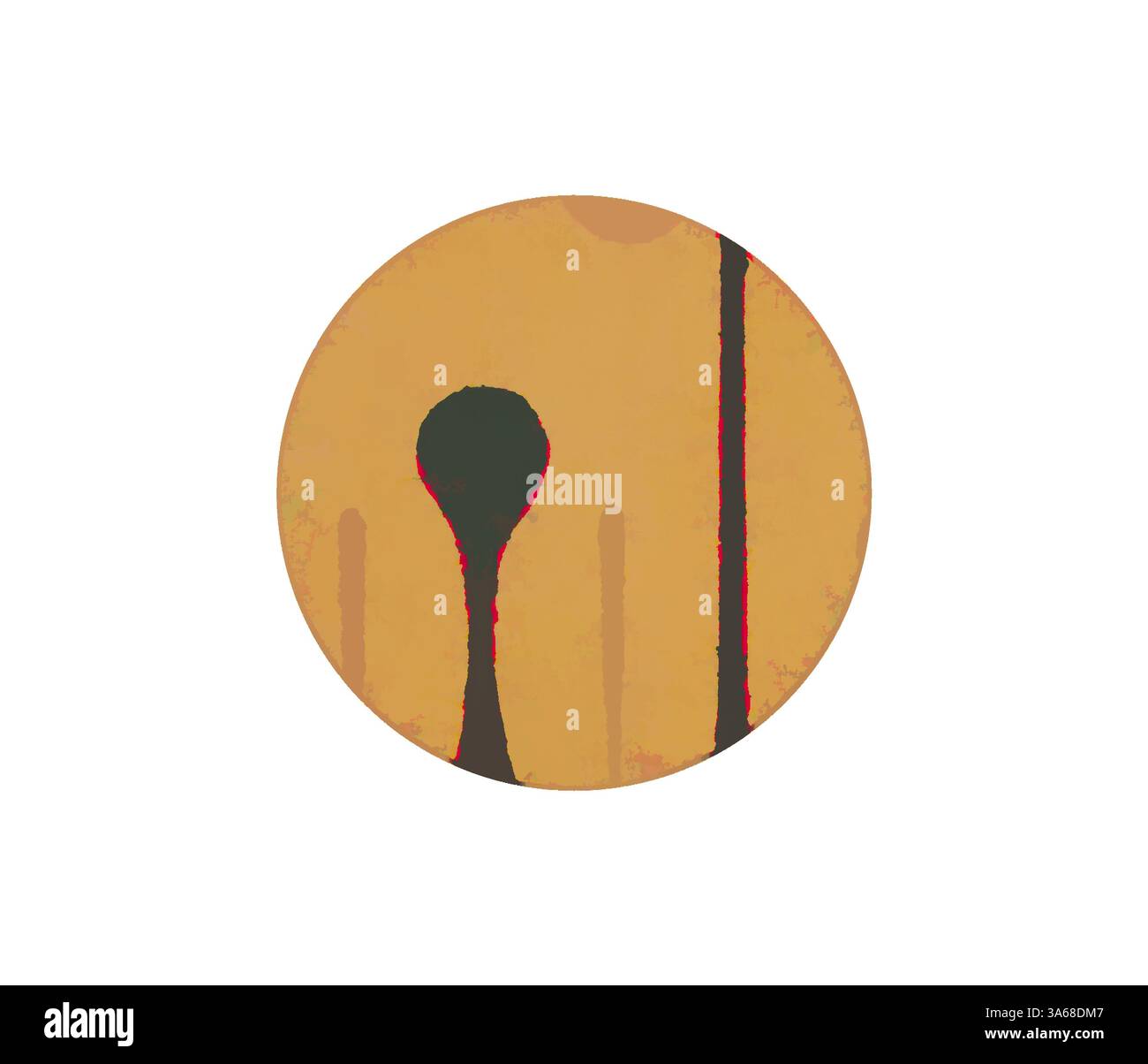 A circular design featuring a central elongated shape, surrounded by ...