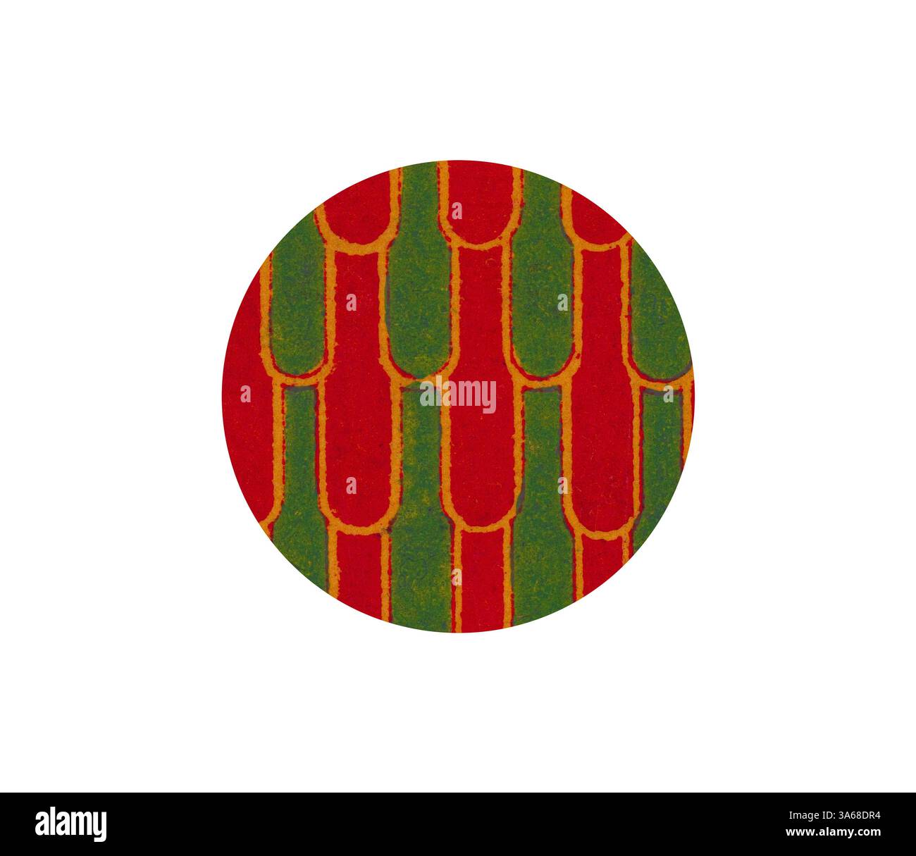 A vibrant circular design featuring alternating patterns of elongated ...