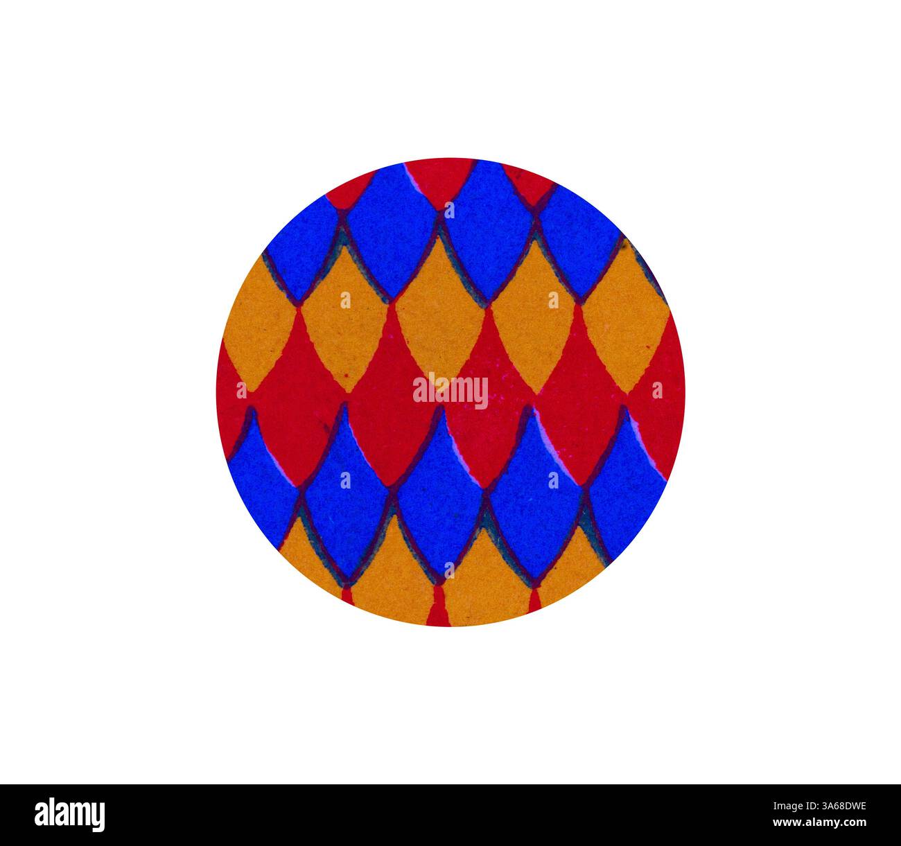 A vibrant circular design featuring a repetitive pattern of alternating ...