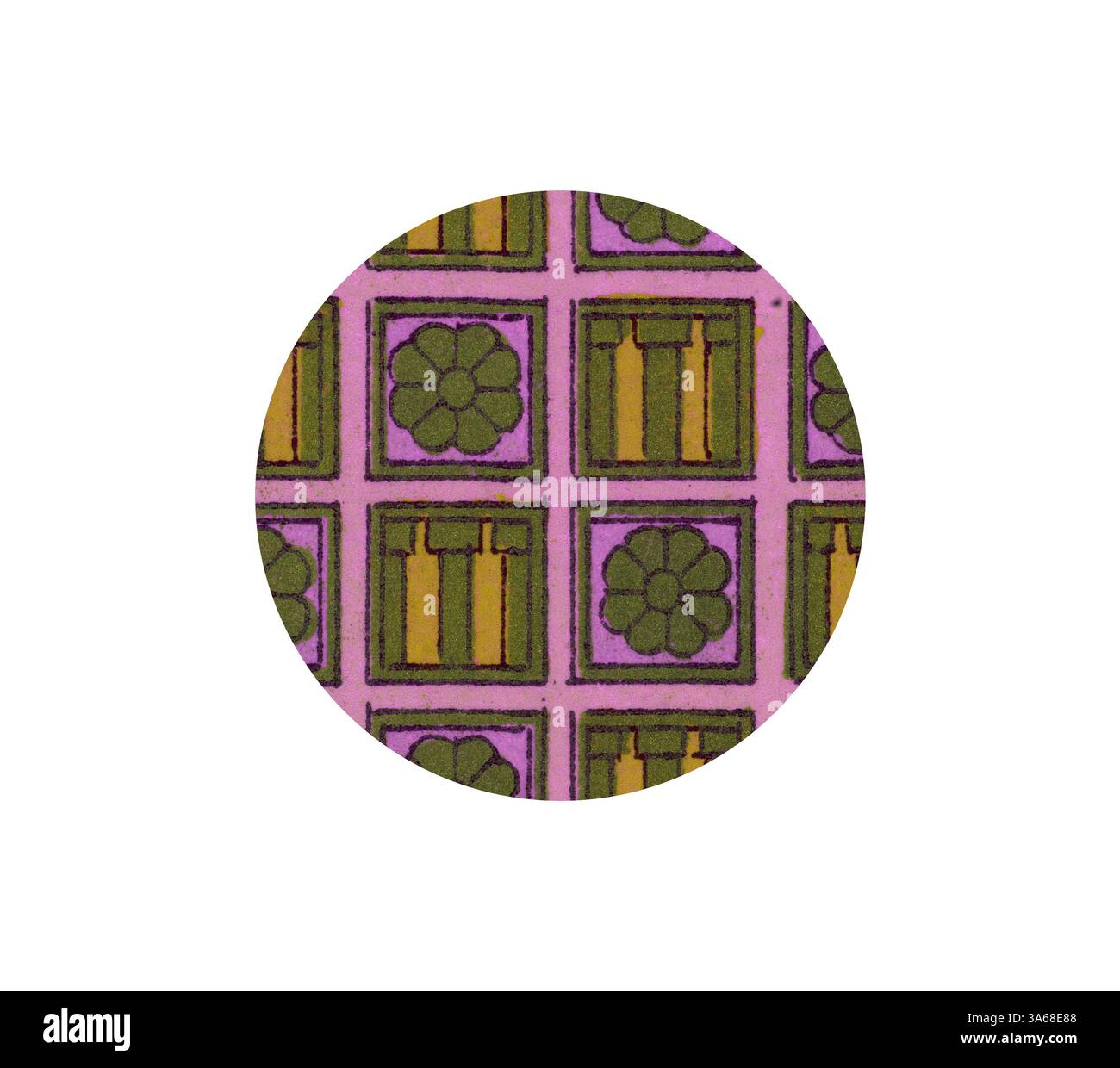 A vibrant circular design featuring a repeated pattern of rectangles ...