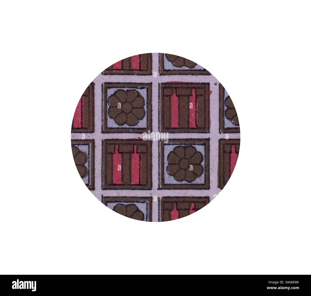 A repetitive geometric pattern featuring floral designs and rectangular ...