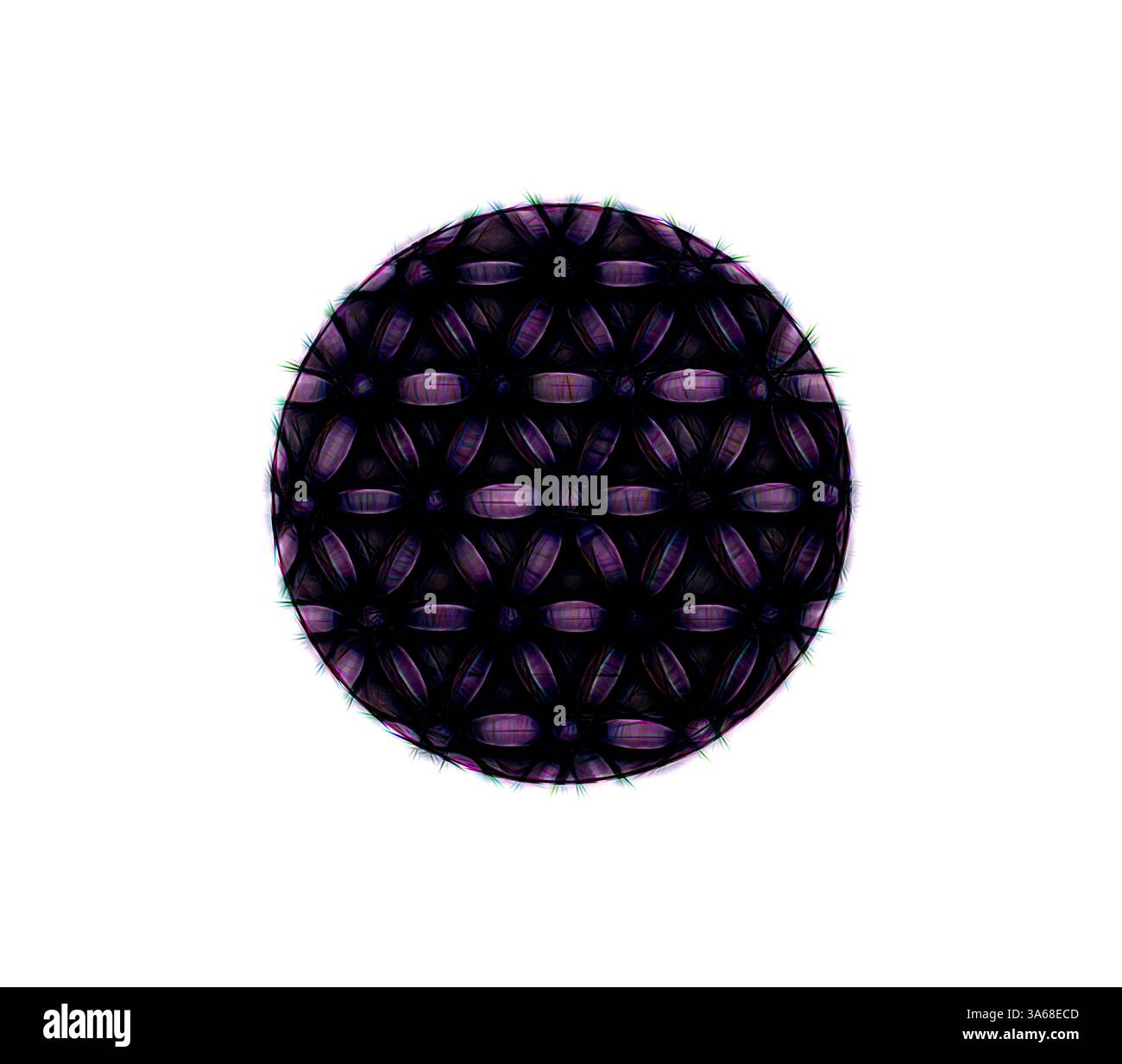 A spherical object featuring a geometric pattern of intersecting shapes ...