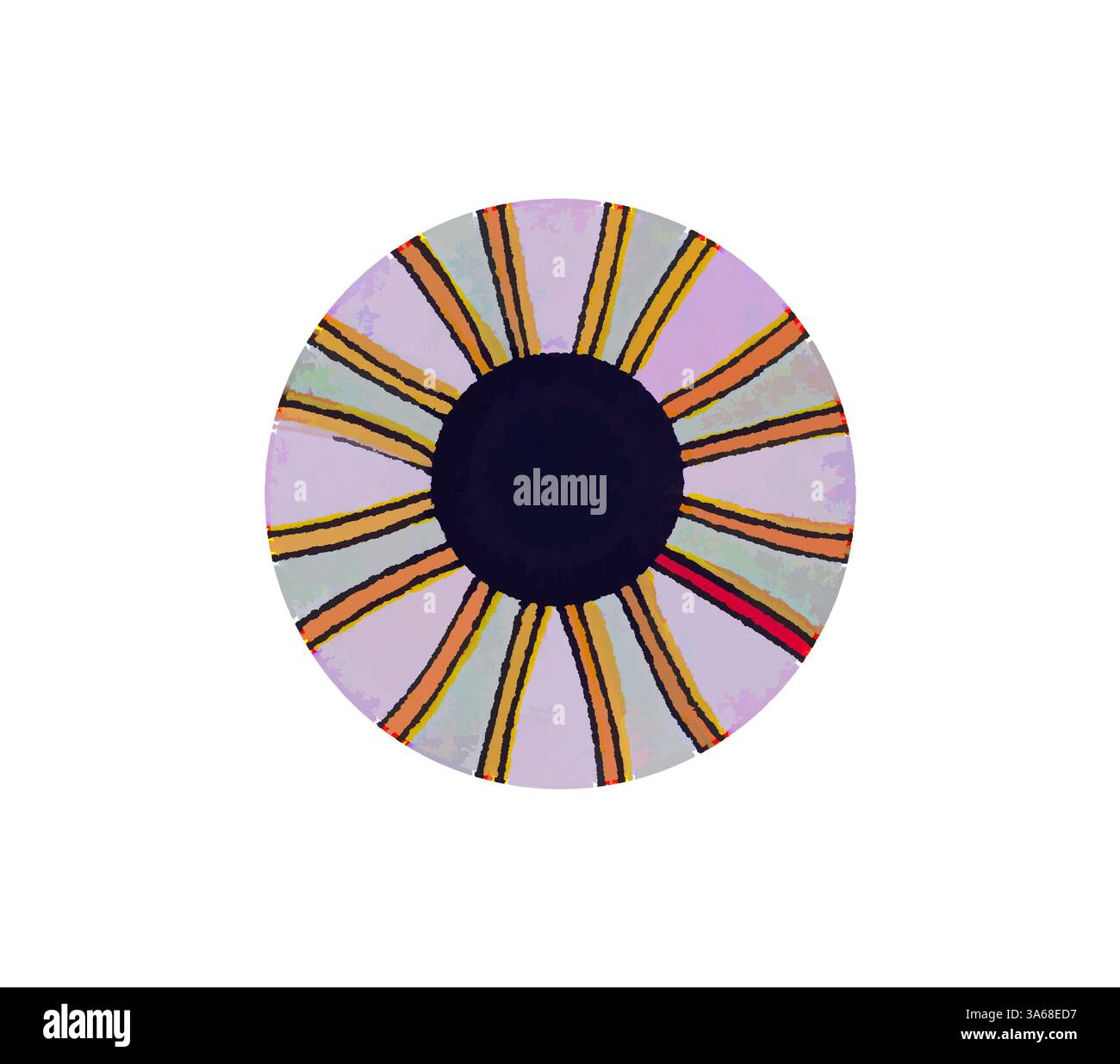A circular design featuring vibrant lines radiating from a central ...