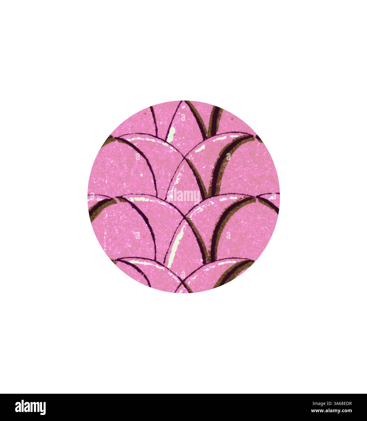 A circular design featuring a series of overlapping, curved shapes in ...