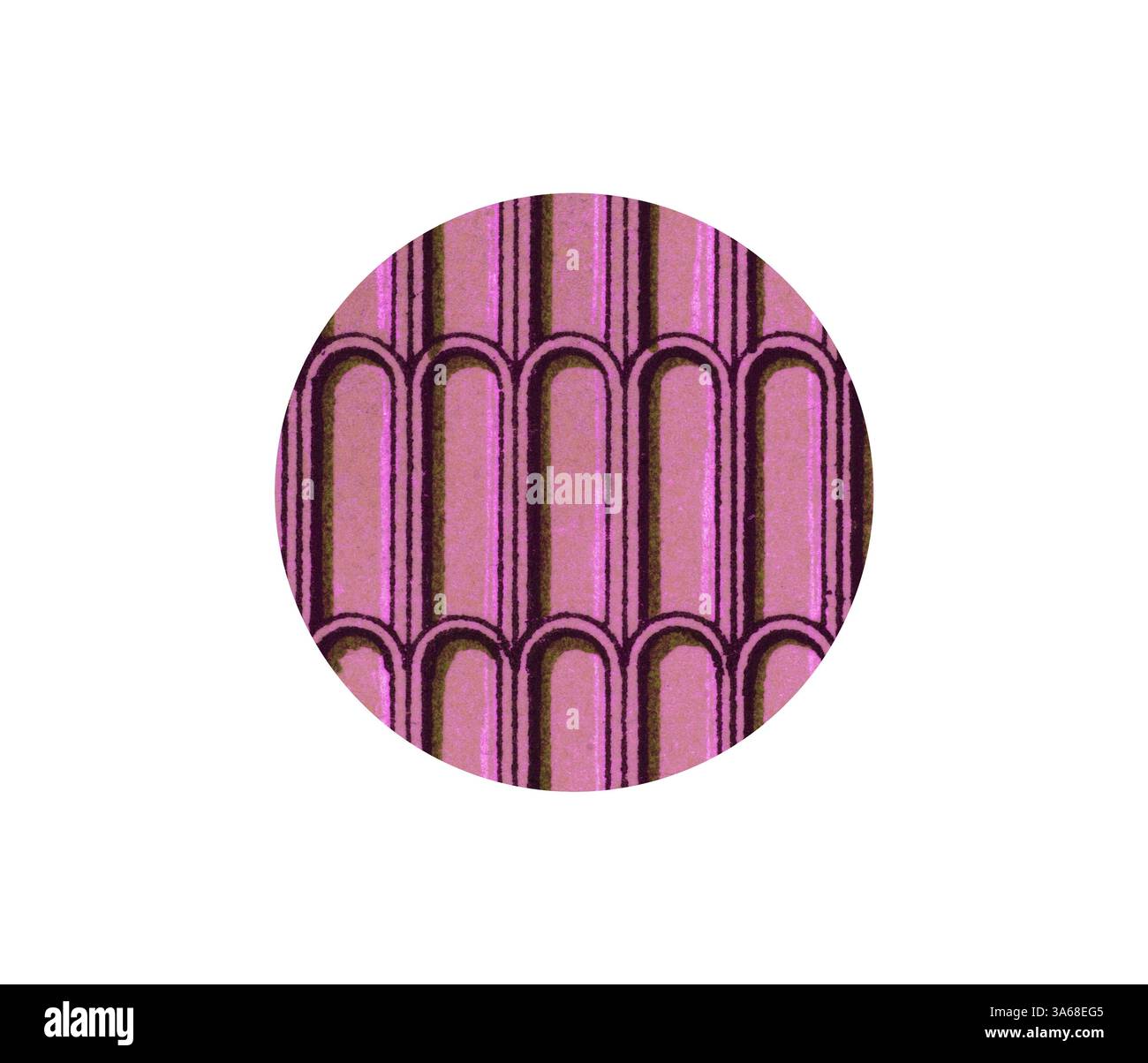 A circular design featuring a repeating pattern of arches in vibrant ...